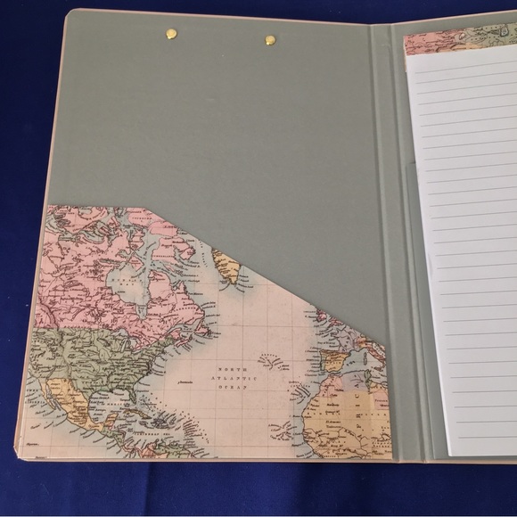 Office | Adventure Awaits Distressed World Map Clipboard Folder ...